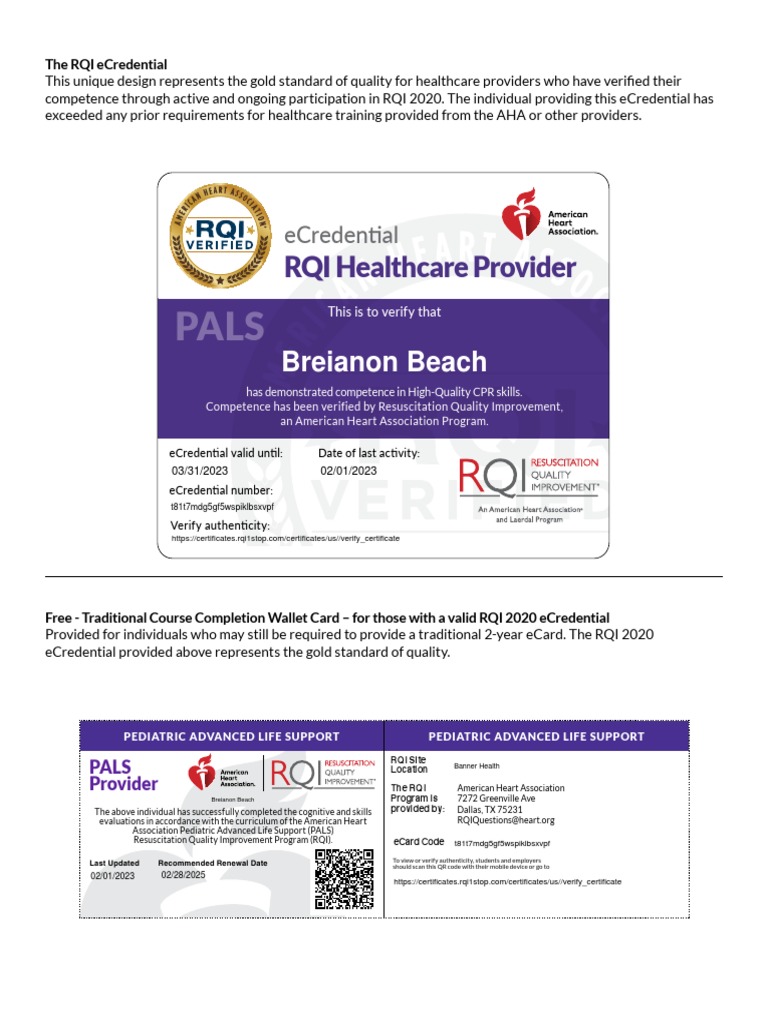 RQI eCredential for Healthcare Providers | PDF