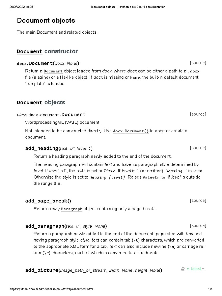 Document Objects - Python-Docx 0.8.11 Documentation Documentação | PDF Document Objects - Python-Docx 0.8.11 Documentation Documentação | PDF