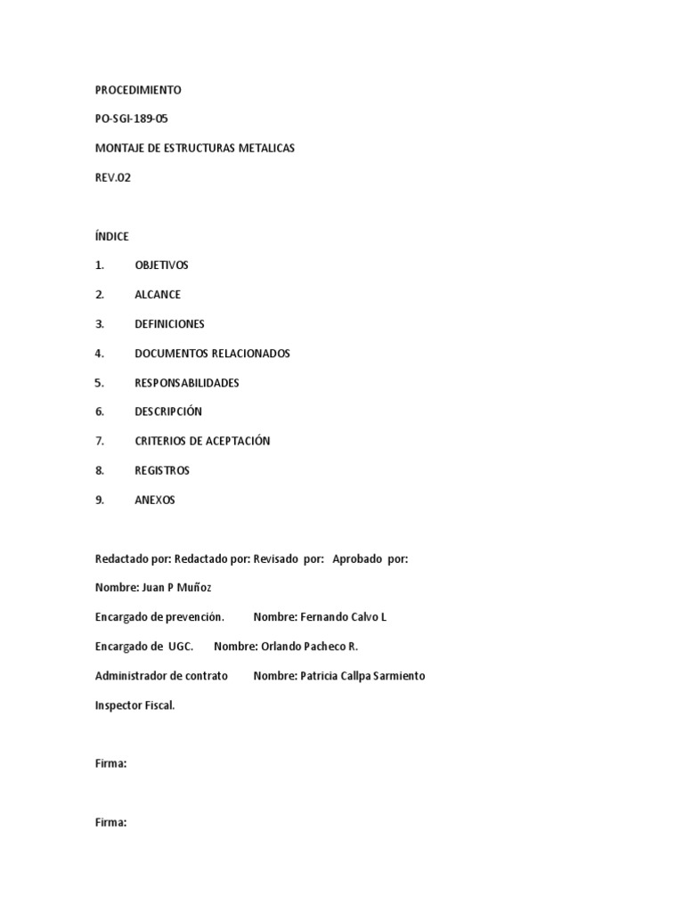 Formato de Procedimiento de Montaje | PDF Formato de Procedimiento de Montaje | PDF