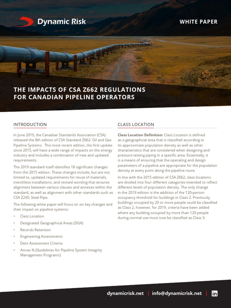 CSA Z662-2019: Key Changes for Pipelines | PDF | Pipeline Transport | Water