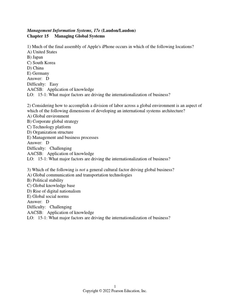Chapter 15 Testbank Pdf Internationalization Strategic Management