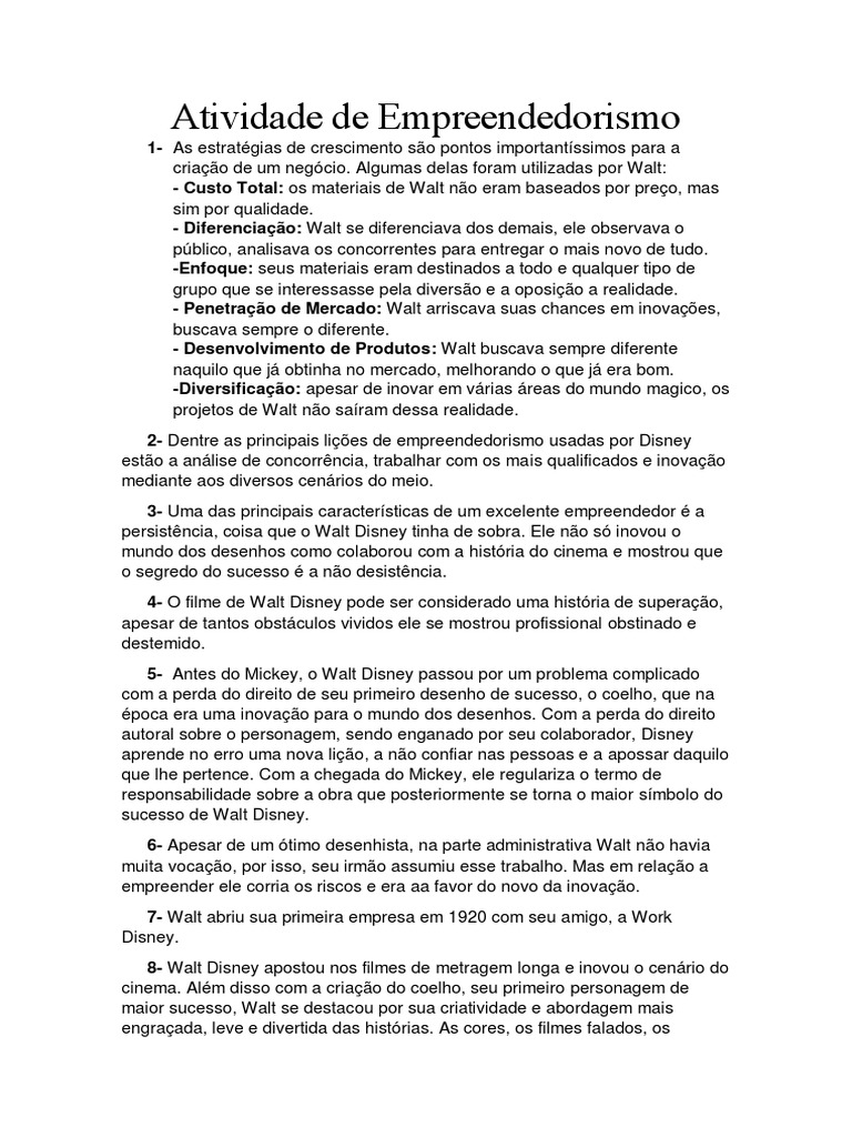 Atividade de Empreendedorismo | PDF