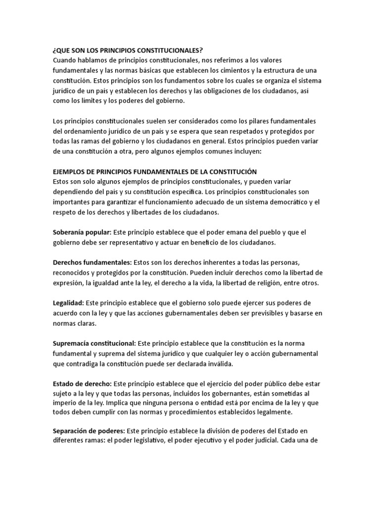 Los Principios Constitucionales | PDF | Constitución | Imperio de la ley