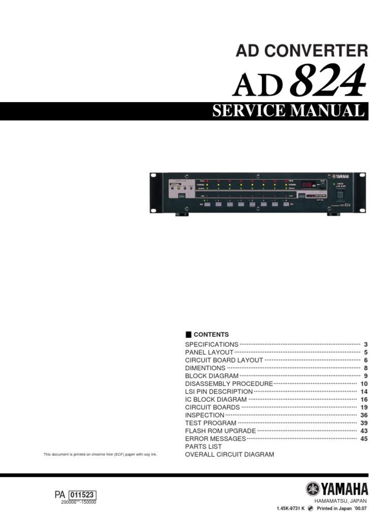Yamaha AD 824 Service Manual | PDF | Decibel | Electrical Connector
