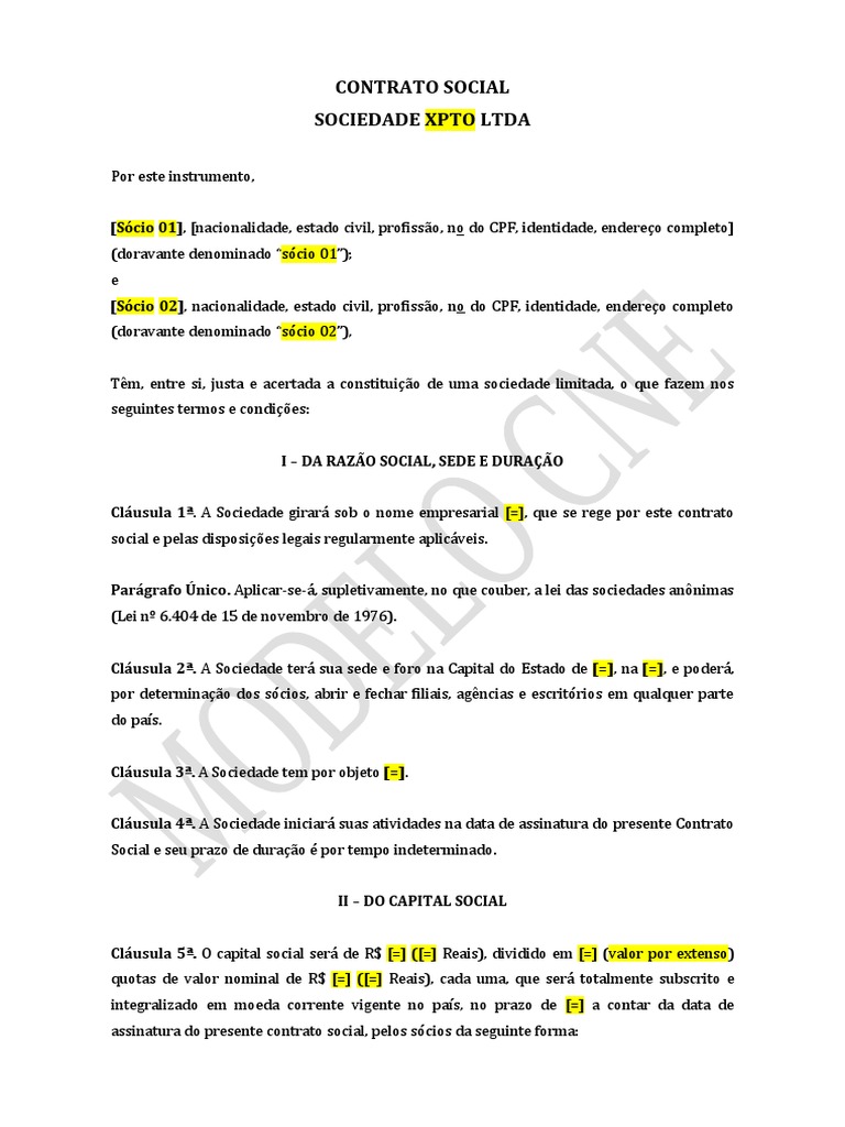 Contrato Social LTDA 2 - Modelo CNE | PDF