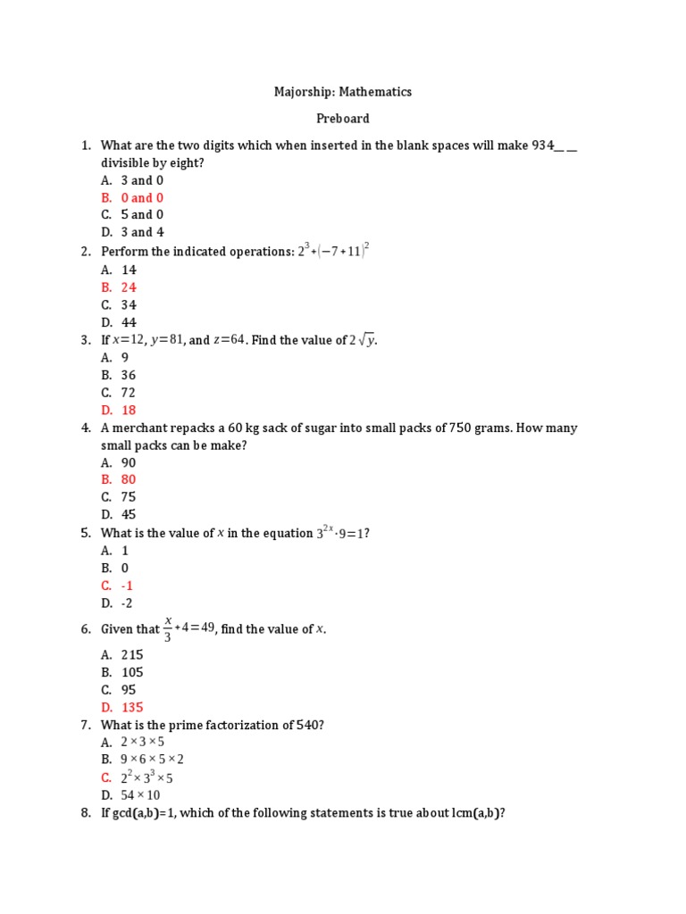 Ok Mathematics Preboard | PDF