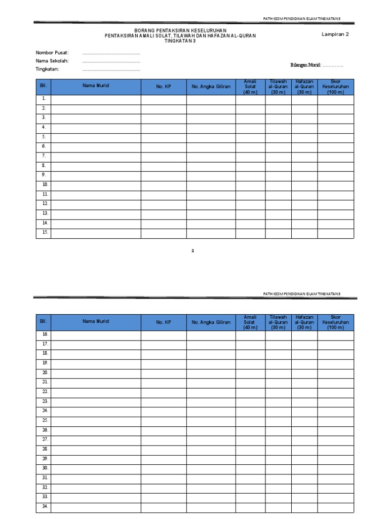 Borang Amali Pi Path | PDF