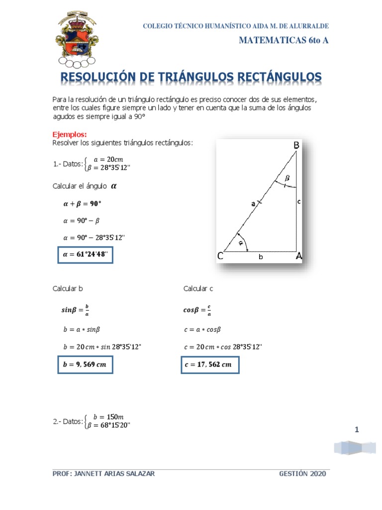 Clase 2 Resolución de Triángulos Rectángulos | PDF | Triángulo ...