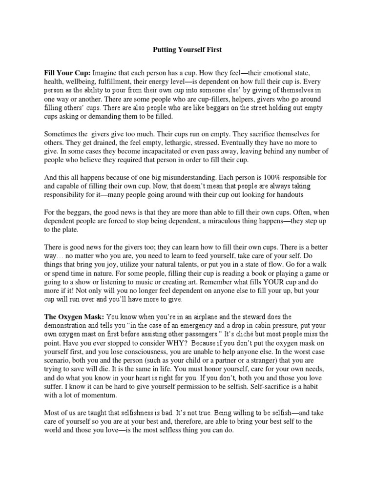 Putting Yourself First | PDF | Psychology