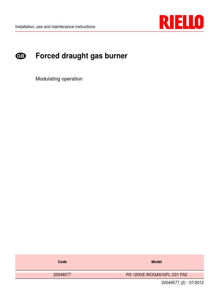 Quemador RIELLO | PDF | Combustion | Physical Quantities