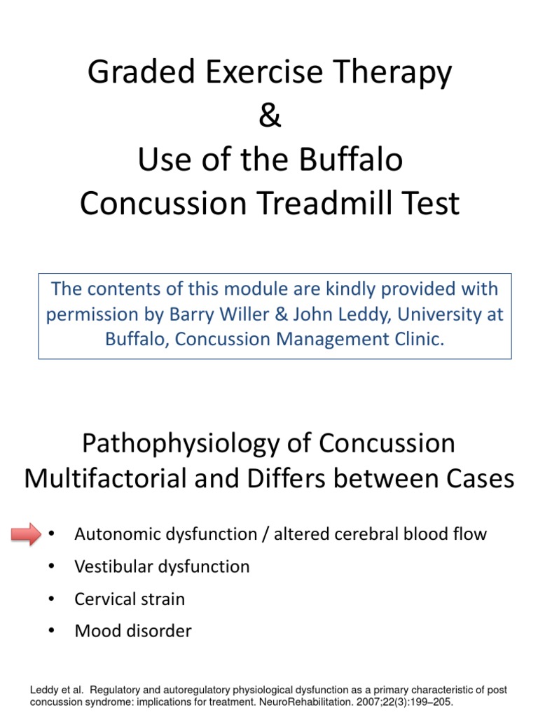 Graded Exercise Therapy & Use of The Buffalo Concussion Treadmill Test ...