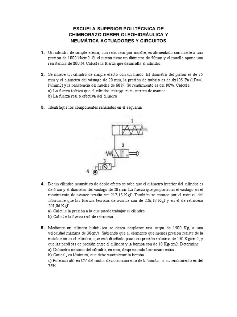 Deber Ejercicios Actuadores y Circuitos | PDF | Solenoide | Bomba