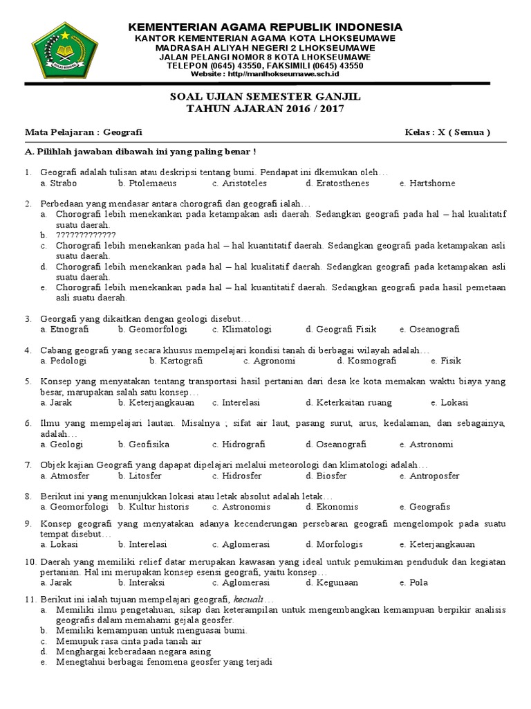 Kop Soal Ujian 20162017 | PDF | Sejarah