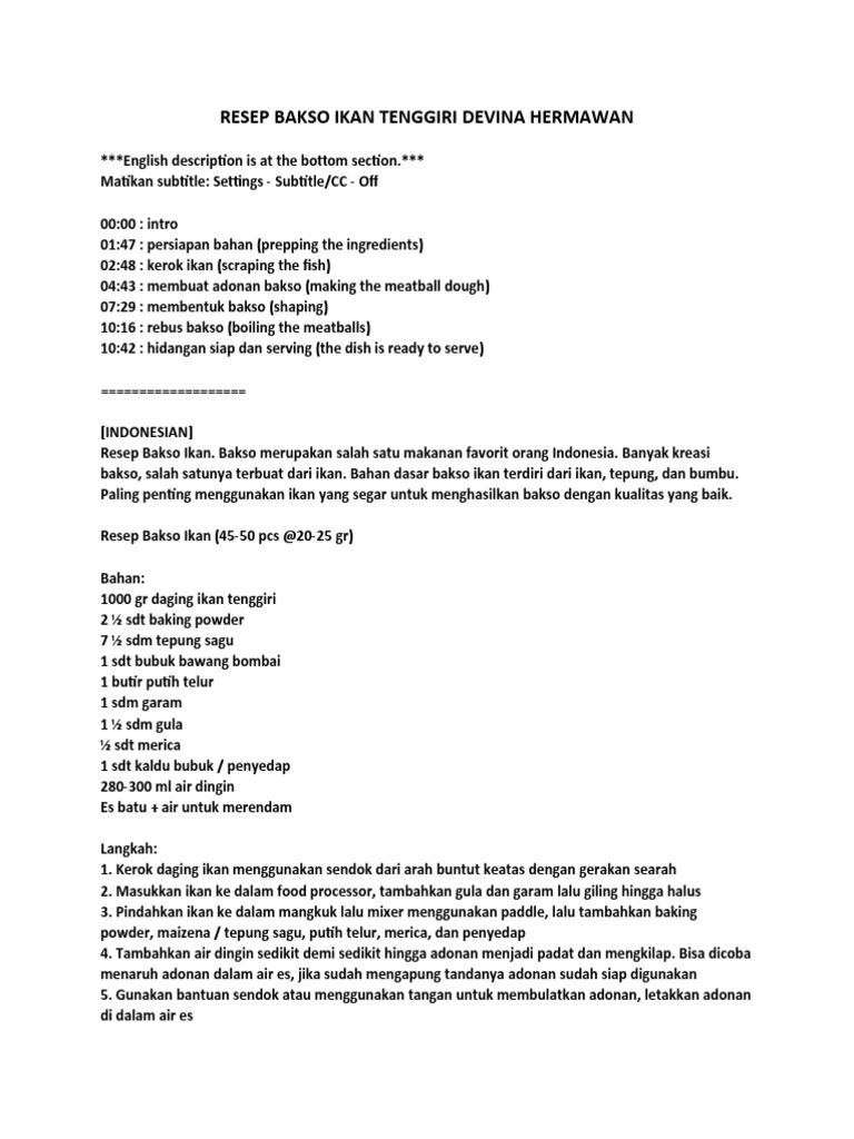 Resep Bakso Ikan Tenggiri Devina Hermawan Pdf