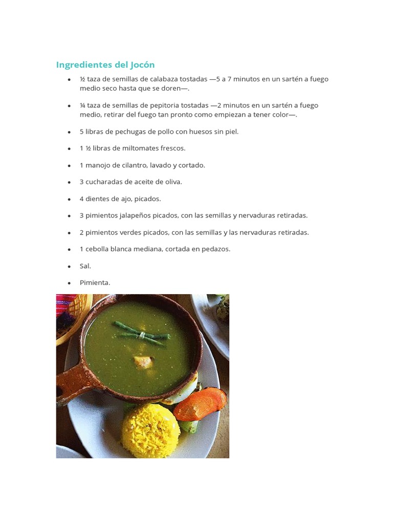 Receta Del Jocón | PDF