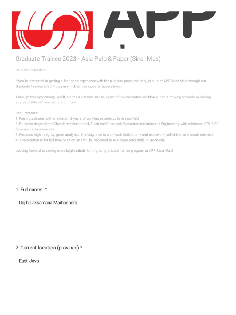 Graduate Trainee Program 2023 - APP Sinar Mas | PDF | Computing
