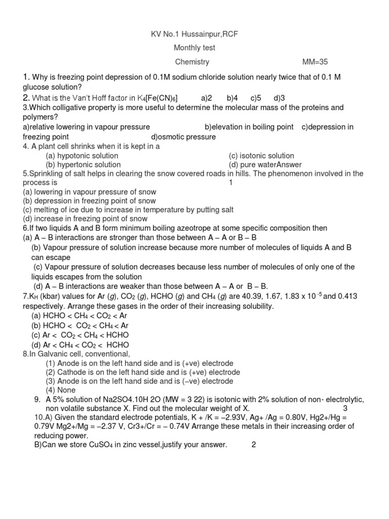 Monthly Test-2 May | PDF