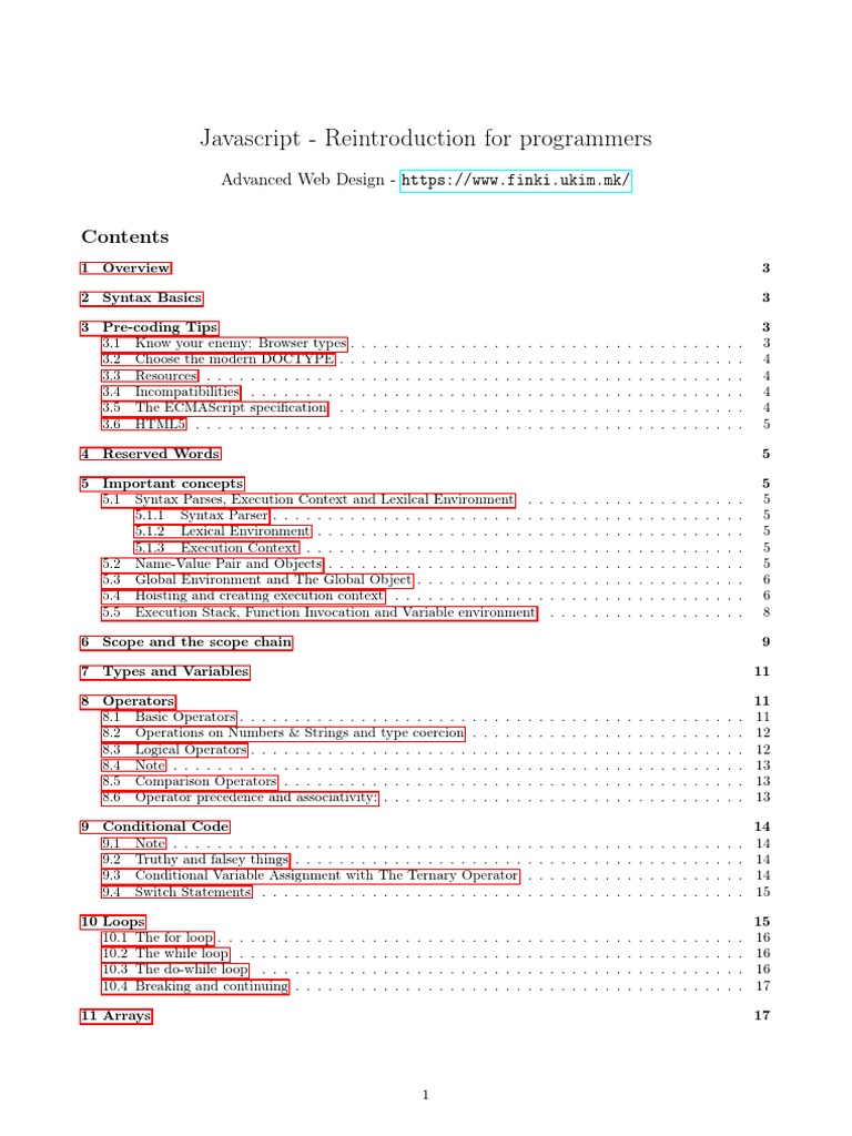01javascript Reintroduction 1 Pdf Scope Computer Science Java 7463