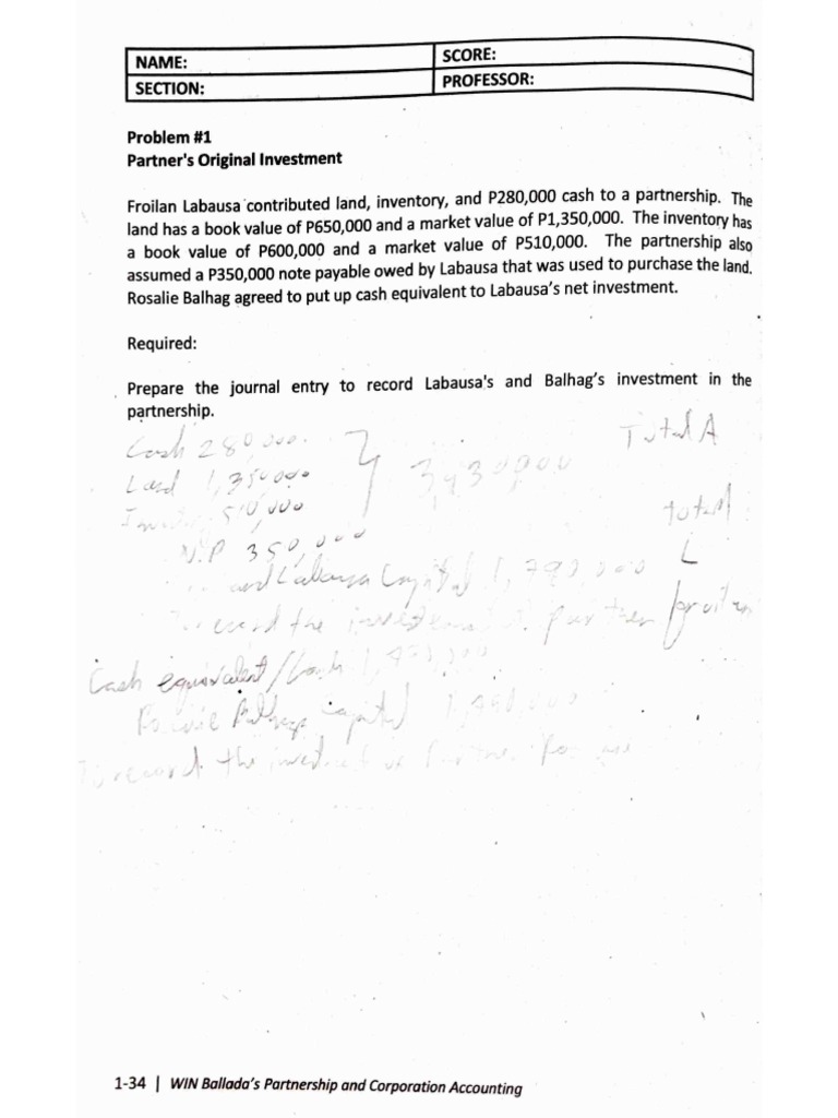 Problems - Chapter 1 - Partnership and Corporation | PDF