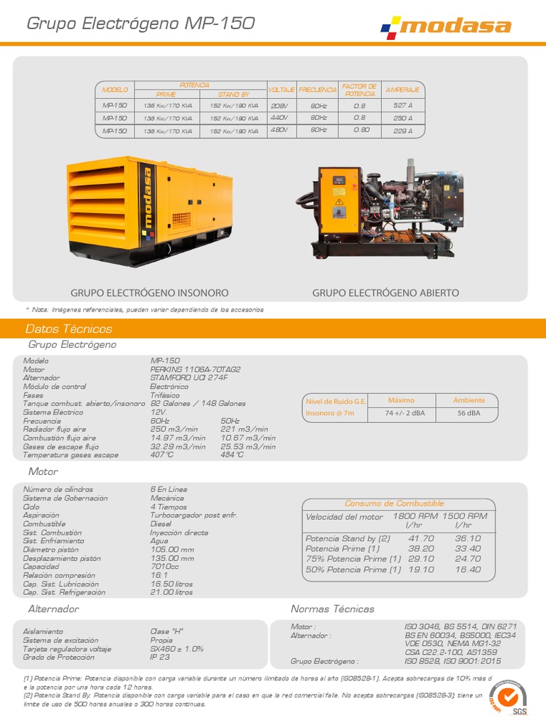 Ficha Tecnica MP 150 I 150 KW | PDF