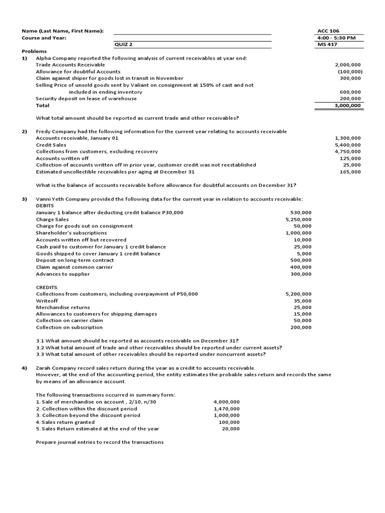 Accounting For Trade Receivables (Accounts Receivable) | PDF