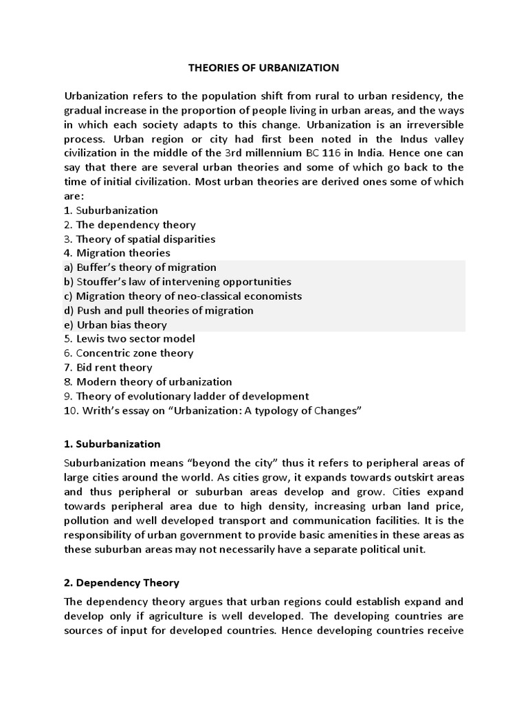 Urbanization Theories Explained | PDF | Human Migration | Urbanization