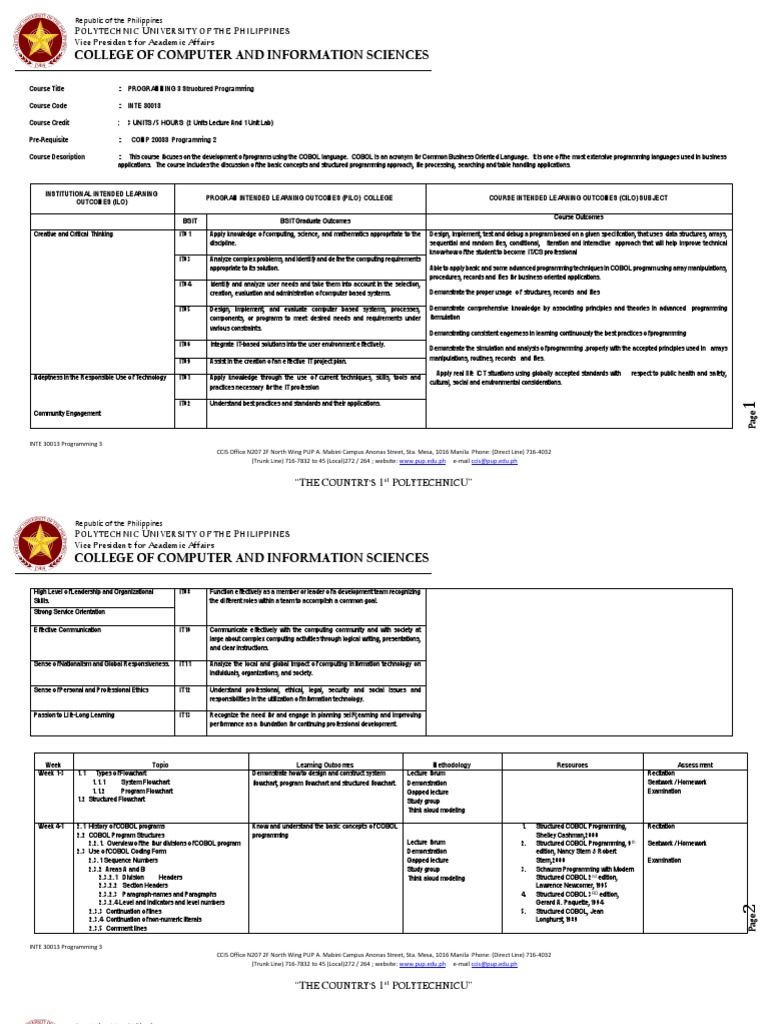 Inte 30013 Bsit Obe Format Programming 3 Structured Programming | PDF | Computer Programming ...