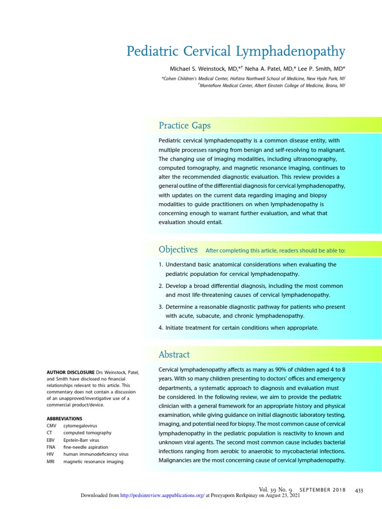 linfadenopatia cervical 2018 pediatrics | PDF | Clinical Medicine ...