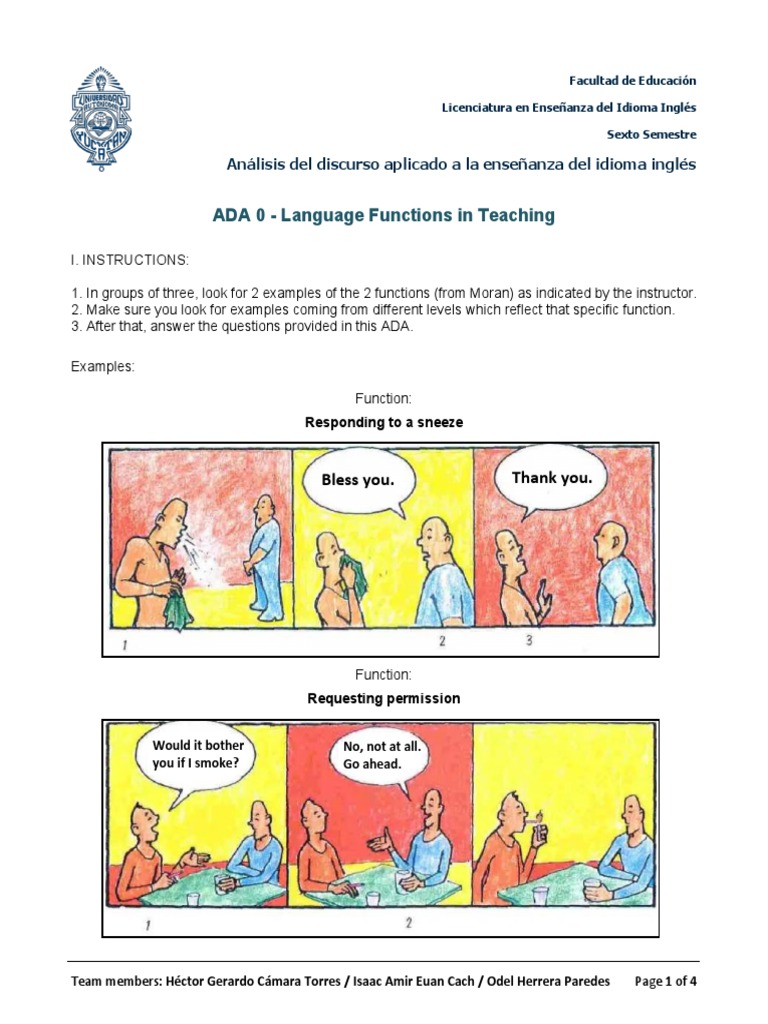 ADA 0 - Language Functions in Teaching | PDF | Human Communication