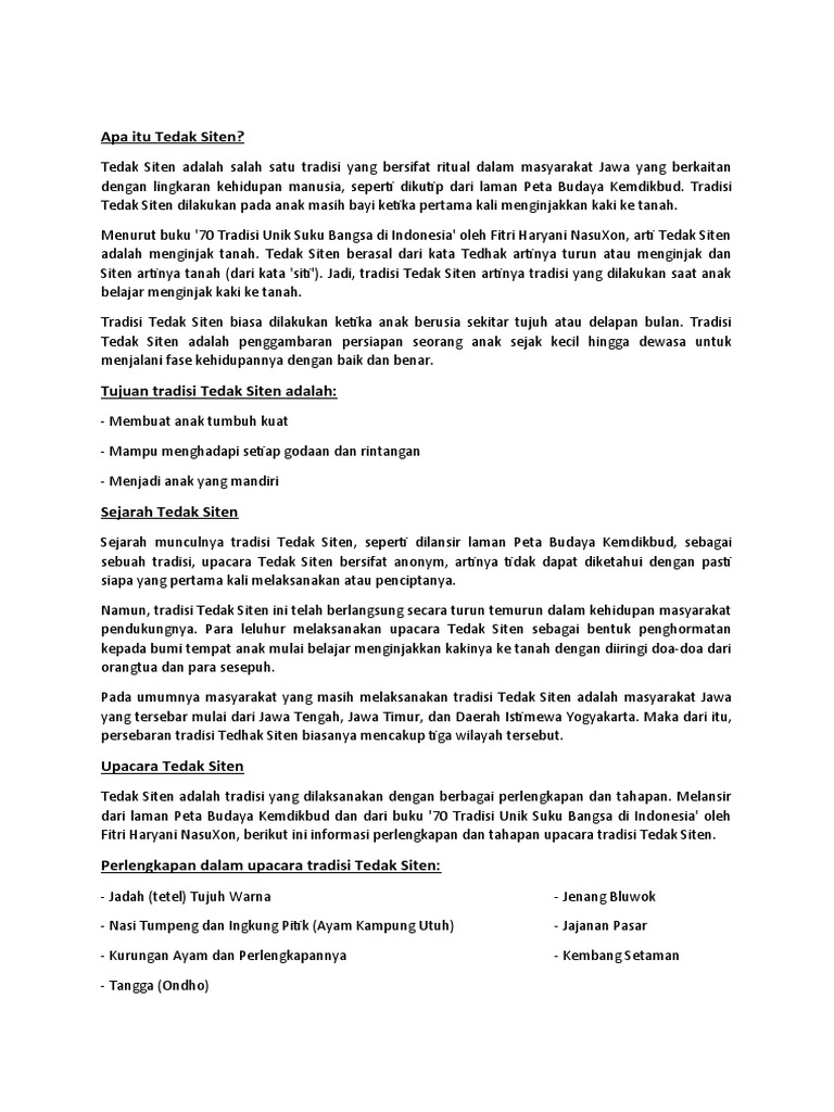 Apa Itu Tedak Siten | PDF