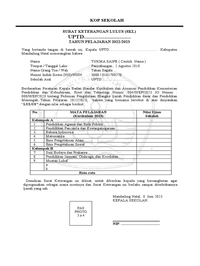 FORMAT CONTOH SKHU 2023 | PDF