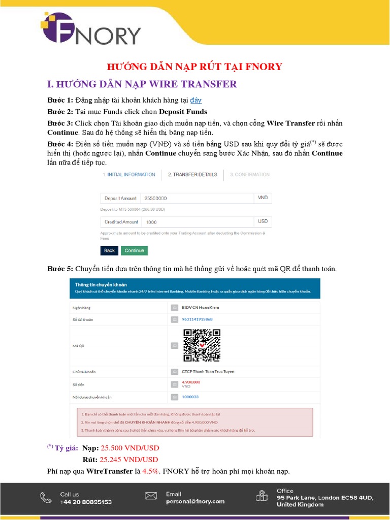 Fnory - Hướng dẫn nạp rút | PDF