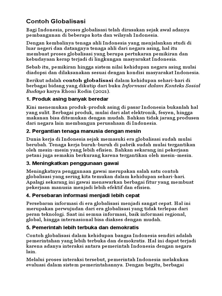 Contoh Globalisasi | PDF