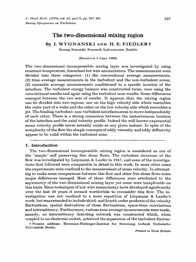 Two-Dimensional Mixing Layer Study | PDF