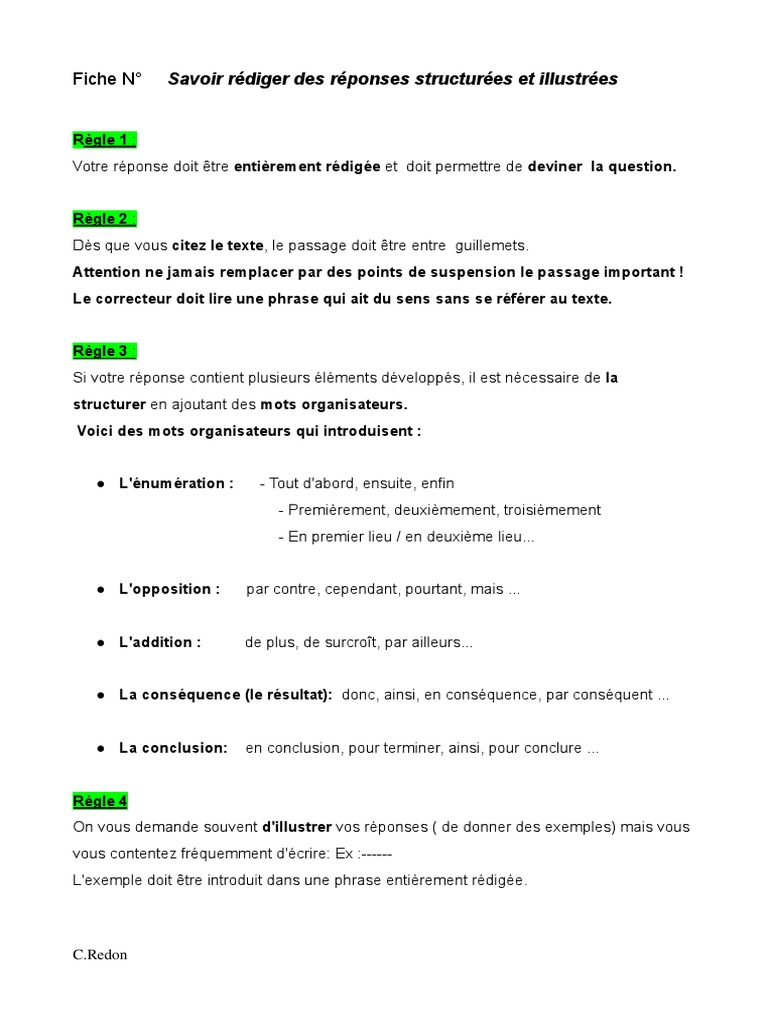 fiche rédiger réponse brevet.docx | PDF