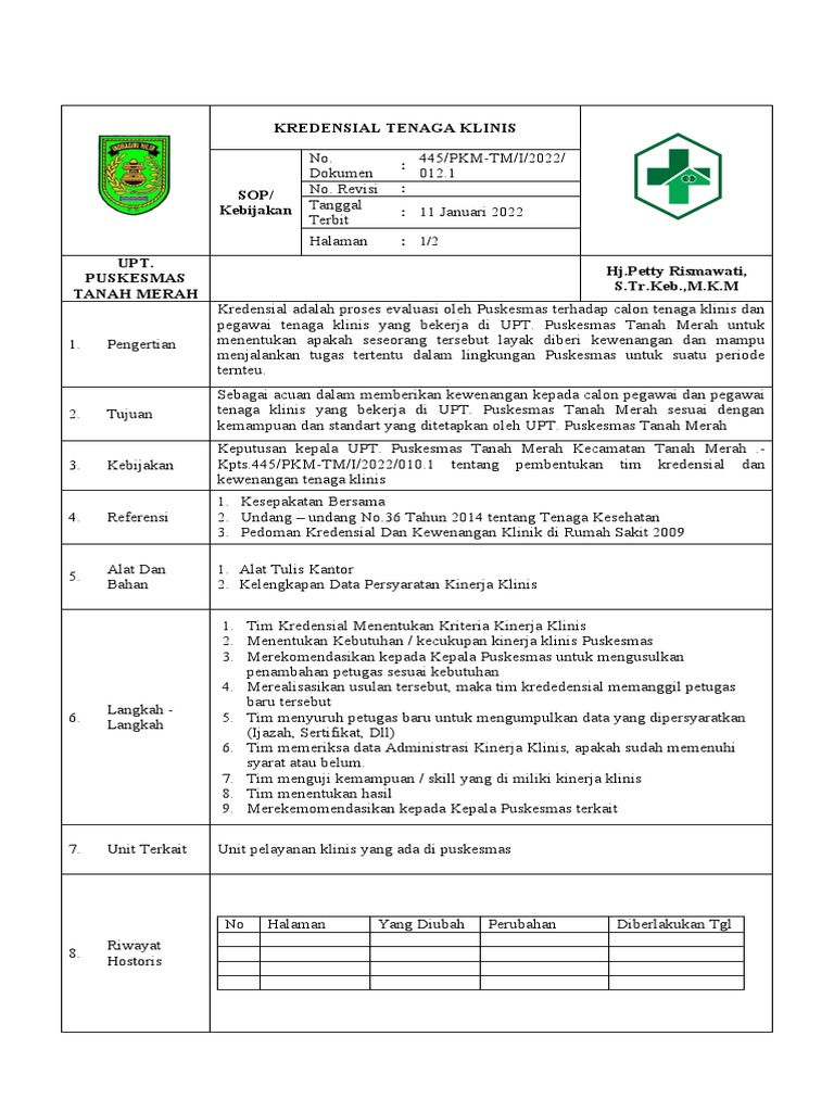 A Sop Kredensial Tenaga Klinis | PDF