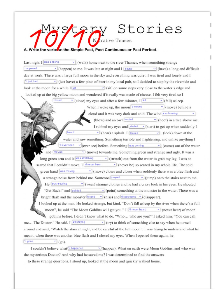 .MYSTERY STORIES - NARRATIVE TENSES MULTPLE CHOICE Worksheet | PDF