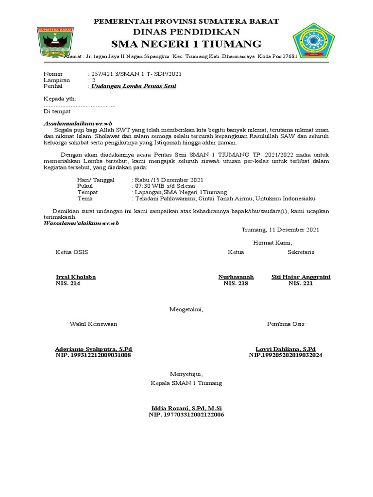 Contoh Surat Undangan Pentas Seni | PDF