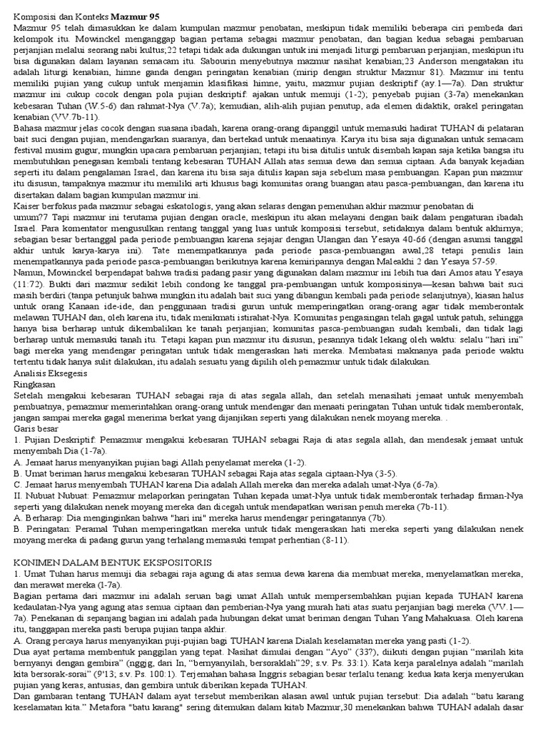 Komposisi Dan Konteks Mazmur 95 | PDF