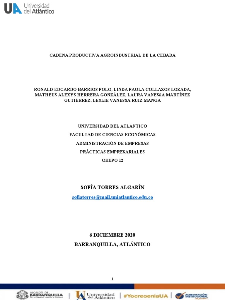 Cadena Productiva Agroindustrial de La Cebada | PDF