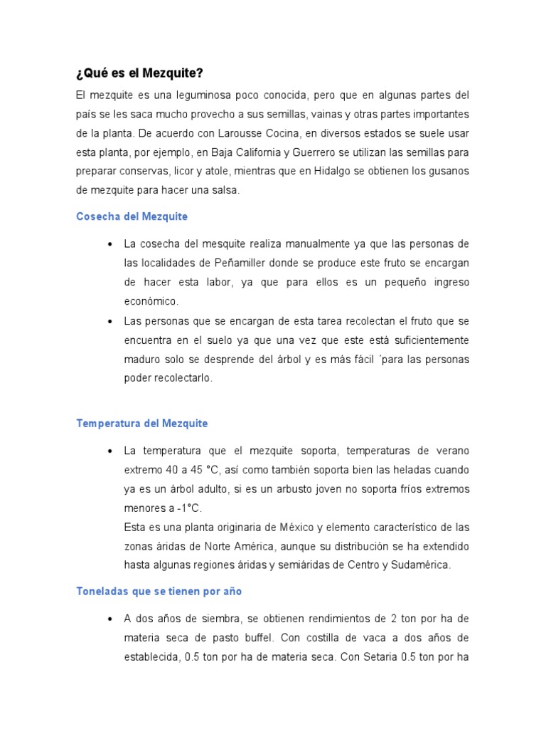 Qué Es El Mezquite Pdf Hogar Jardinería Y Bricolaje
