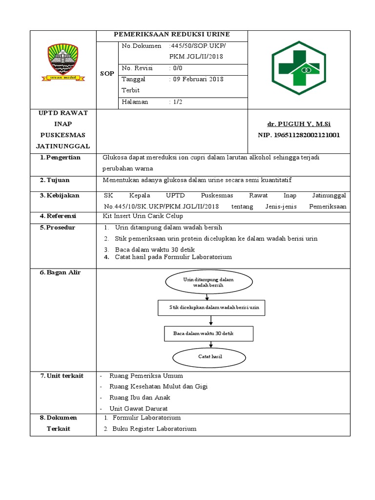 Sop Pemeriksaan Reduksi Urine | PDF