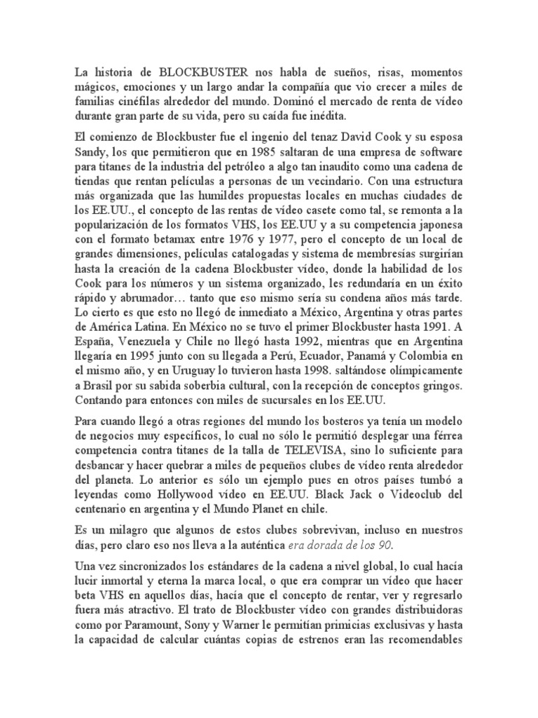 La Historia de Blockbuster | PDF
