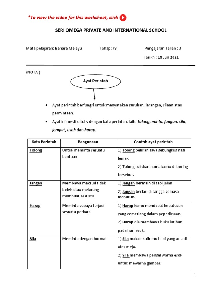 Y3 Bahasa Melayu Online Lesson 3 | PDF