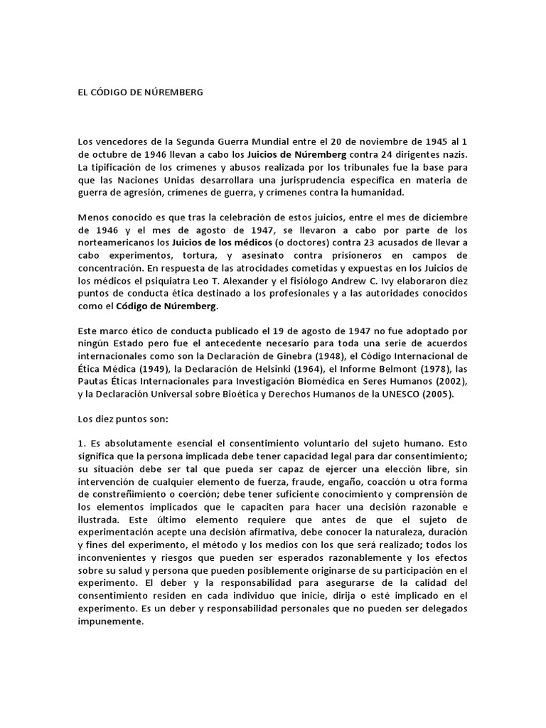 El Código de Núremberg | PDF