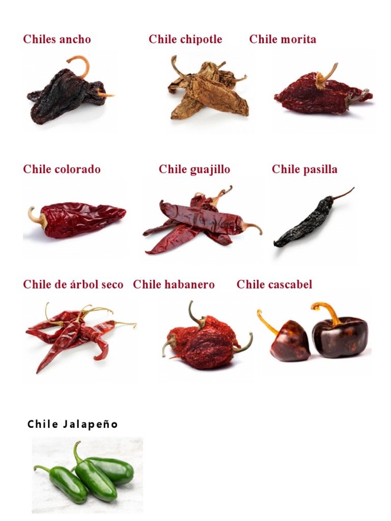 Chiles Ancho Chile Chipotlechile Morita | PDF | Cocina, comidas y vino