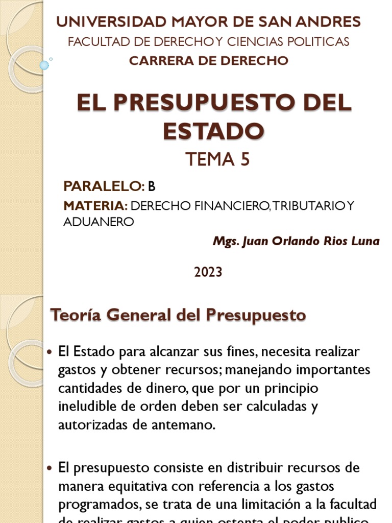 Tema 5 El Presupuesto Del Estado | PDF | Presupuesto | Presupuesto del gobierno