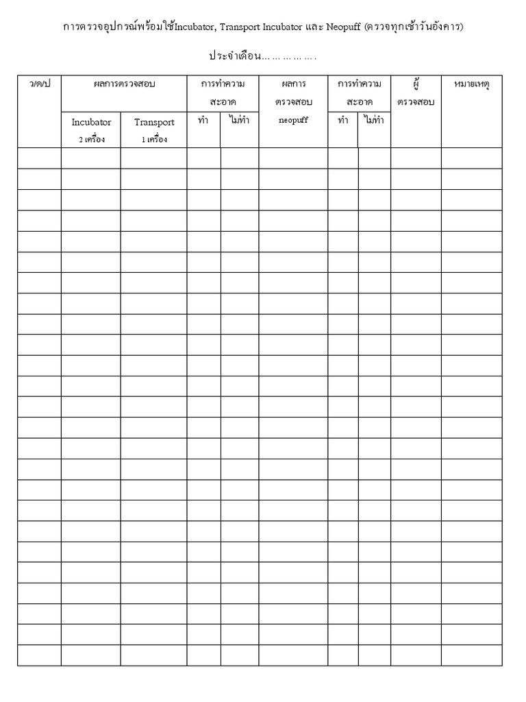 2การตรวจอุปกรณ์พร้อมใช้Incubatorและneopuff | PDF