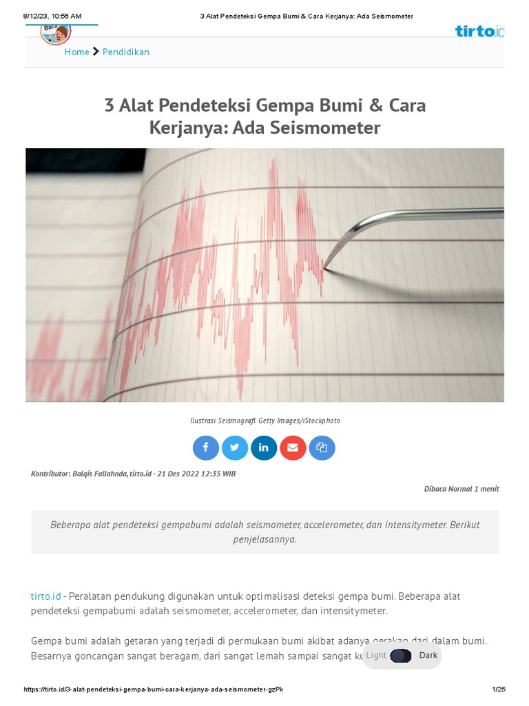 3 Alat Pendeteksi Gempa Bumi & Cara Kerjanya_ Ada Seismometer | PDF