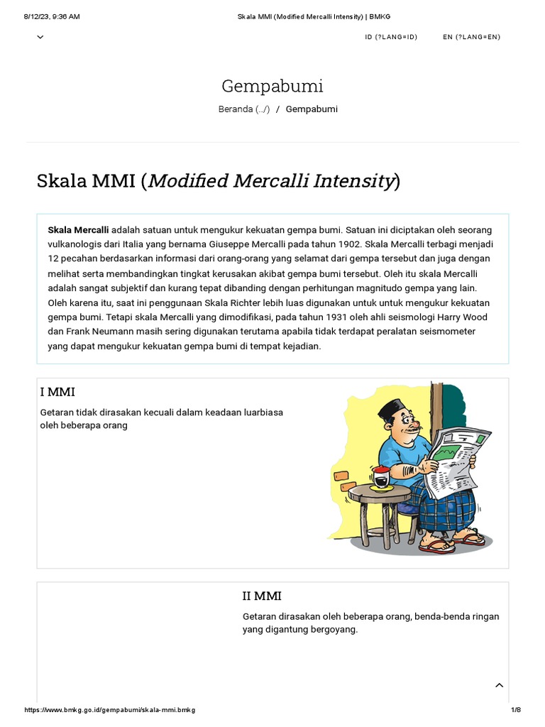 Skala MMI (Modified Mercalli Intensity) - BMKG | PDF